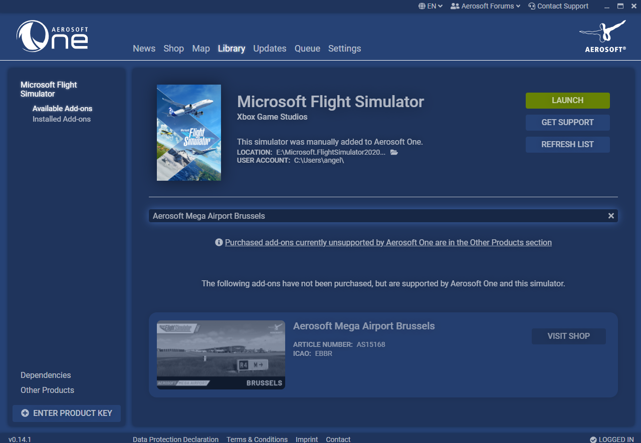 Aerosoft One does not show installation after purchase - English ... Aerosoft One does not show installation after purchase - English ...